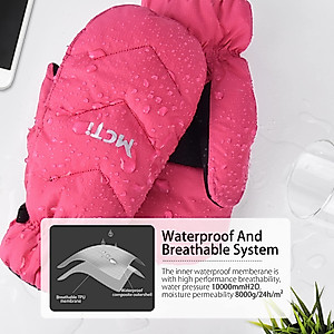 MCTi Women's Goose Down Mittens Waterproof Touch Screen Packable Ultra Light Snow Mitts