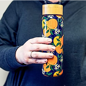 Steel Mill & Co Stainless Steel Insulated Water Bottle, 17 Oz Travel Tumbler with Lid, Cute Floral Reusable Metal Water Bottles, Orange Blossom