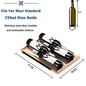 Antarctic Star 15" Wine Cooler Under Counter Beverage Refrigerator Beer Mini Fridge 28 Bottles Dual Zone Built-in Freestanding Stainless Steel Double-Layer Tempered Glass Door