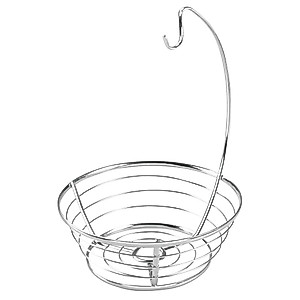InterDesign Axis Fruit Tree Bowl with Banana Hanger for Kitchen Countertops - Chrome