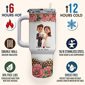Personalized 40oz Tumbler with Handle – wedding venue visit-Custom Couple Gift for Anniversary Wedding Gift, Birthday, Mother's Day, Valentine’s Day v7jSak