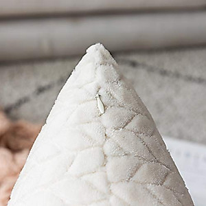 UGASA Velvet Soft Solid Decorative Square Throw Pillow Covers Cushion Case for Sofa Bedroom, 2 Packs, 18x18Inch (45x45cm), Cream