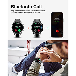 LIGE Smart Watch for Android iOS, Bluetooth Calls Voice Chat with Heart Rate Sleep Monitor Calorie Fitness Tracker, 1.3" Full Touch Screen Activity Tracker IP67 Waterproof Watch for Men (Black)