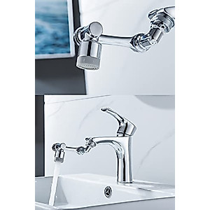 WIRELEL1080° Rotating Faucet Extender, Universal Splash Filter Faucet Aerator with 2 Water Flow Mode with Rubber Gaskets for Bathroom Kitchen Faucet