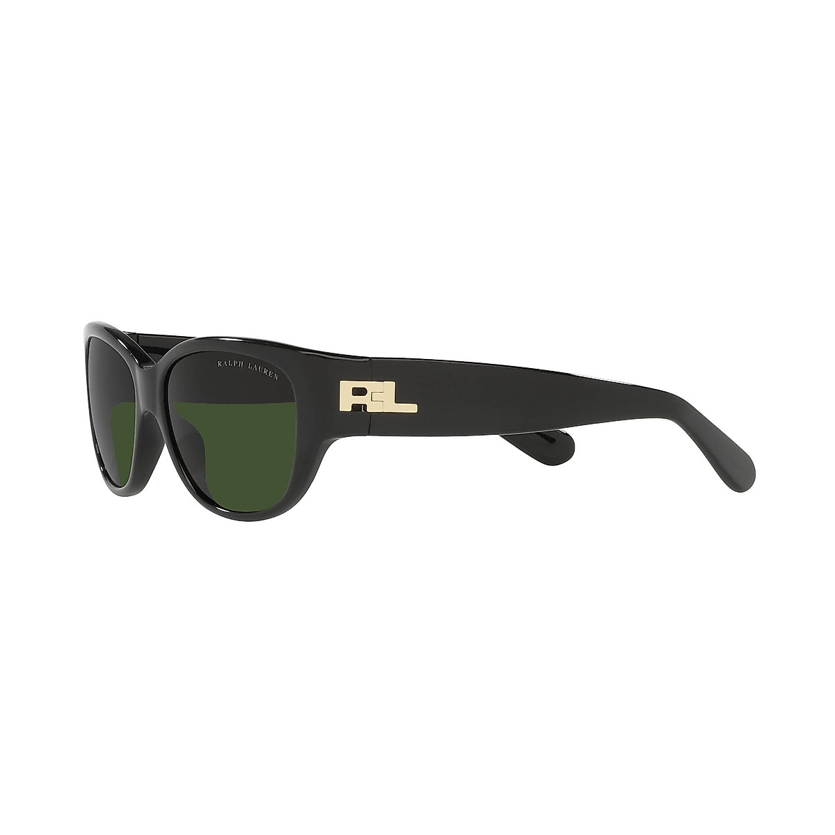 Ralph by Ralph Lauren Women's RL8193 Square Sunglasses, Shiny Black/Bottle Green, 56 mm