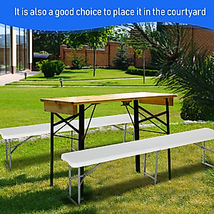 Soaoo 6 Pack 6ft Plastic Folding Bench Portable Outdoor Bench White Foldable Bench Seating with Carrying Handle for Indoor Outdoor Backyard Camping Picnic Dining Party