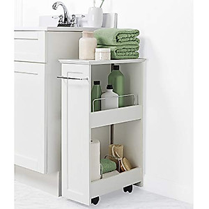 Zenna Home Slim Bath Shelves, Freestanding Moveable Bathroom Storage, White 8 Inch