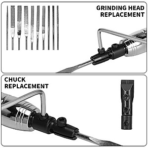 1/8" (3mm) Air Micro Grinder, Pneumatic Pencil Die Grinder, 28000 RPM Free Speed, For Cleaning Dies, Rotors, Backing Plates, Brake Pads, Mounts, Etc.