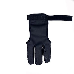 PMZ Archery Cowhide Three Finger Guard Glove for Bow Hunting for Recurve & Compound Bow - Three Finger Guard for Men Women & Youth (Large) (Medium)