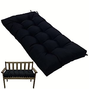 Waterproof Indoor/Outdoor Bench Cushion, Swing Cushion, Thicken Patio Bench Rocking Seat Pad for Lounger Garden Patio Lounger Bench,Wicker Loveseat Settee (Black)