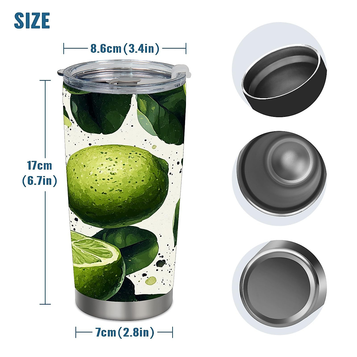 QWEUIOP 20oz Insulated Travel Coffee Mug Tropical Citrus Stainless Steel Tumbler with Lid Double Wall Vacuum Coffee Cup For Hot and Cold Drinks14324