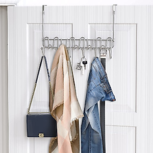 DecoBros Supreme Over The Door 11 Hook Organizer Rack, Chrome Finish