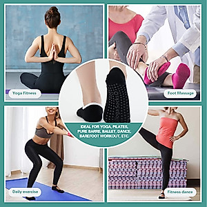 THUMBERLY Yoga Socks Non-Slip with Grips, 2 Pack Pilates Socks for Barre, for Barre, Ballet, Barefoot Workout, Dance Balance Stability Wide Feet Design fits US 5-11 (Black+Orange)