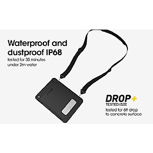 OtterBox ResQ Series Waterproof and Dustproof Case for iPad 7th, 8th & 9th Gen (10.2" Display - 2019, 2020 & 2021 Version - Only) - with Hand Strap - Non-Retail Packaging - Black