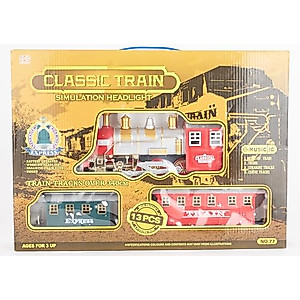 deAO Train Set for Christmas Tree,Classical Christmas Train Sets with Headlight, Smoke, Realistic Sounds, 3 Car Carriage and 11 Feet Track – Great Accessory for Kids and Christmas Decoration