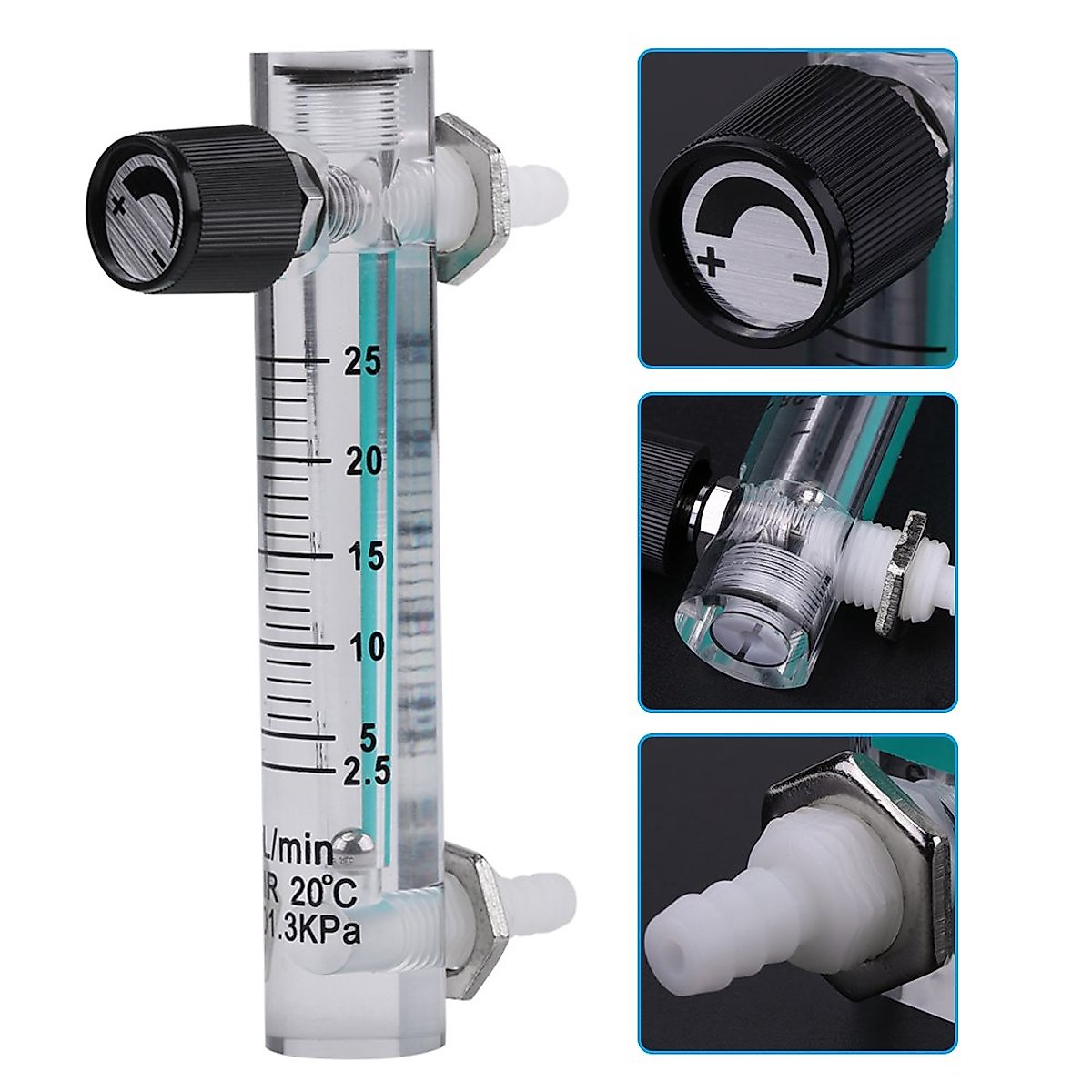 Oxygen Flowmeter,Air Flowmeter Oxygen Air Flow Meter,Lzq5 Flowmeter 2.5-25Lpm Flow Meter with Control Valve for Oxygen/Air/Gas