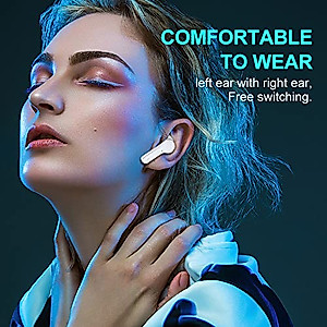Acnob Ear Buds Wireless Bluetooth Earbuds 5.0 IPX6 Waterproof 32 Hours Playtime Headphones with Wireless Charging Case & Built in Mic TWS HiFi Bass Stereo Earphones for iPhone & Android,White