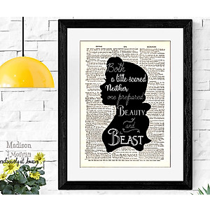 Beauty and the Beast - Cogsworth Decor - 4 piece set - Belle Quote - Dictionary Art Print Quotes and Sayings Print - UNFRAMED 8 X 10 inches