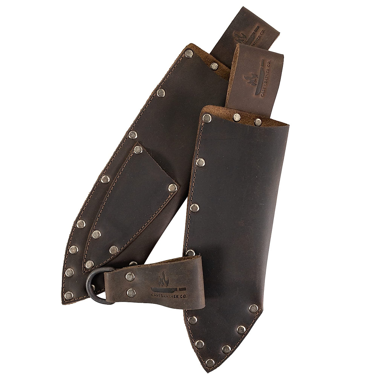 Cast Leather Co., Knife Set Holder 3 Pieces Handmade from Full Grain Leather - Bourbon Brown