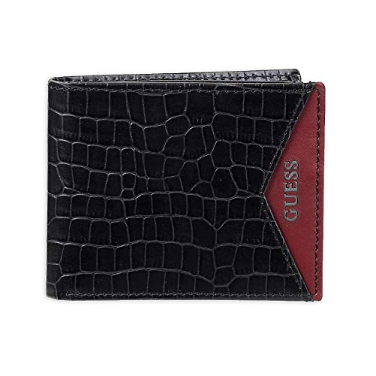 Guess Men's Leather Passcase Wallet, Black Rosete, One Size