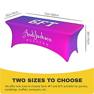 Custom Table Cloth Cover with Business Logo Text, Personalized Stretch Spandex Table cloth for Business Tradeshow Events, Customized Table Cloth for Birthday Wedding Anniversary Decoratio (6FT)