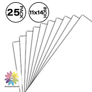 Mat Board Center, Pack of 25, 11x14 White Backing Boards - 4-ply Thickness - for Pictures, Photos, Framing Support - Great for DIY Projects, Art, Prints