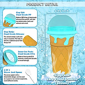 [2023 Upgrade 500 ML] Magic Slushy Maker Squeeze Cup Slushie Maker Cup, Homemade Milk Shake Smoothie Squeeze Cups With Lids And Straws(Brown)
