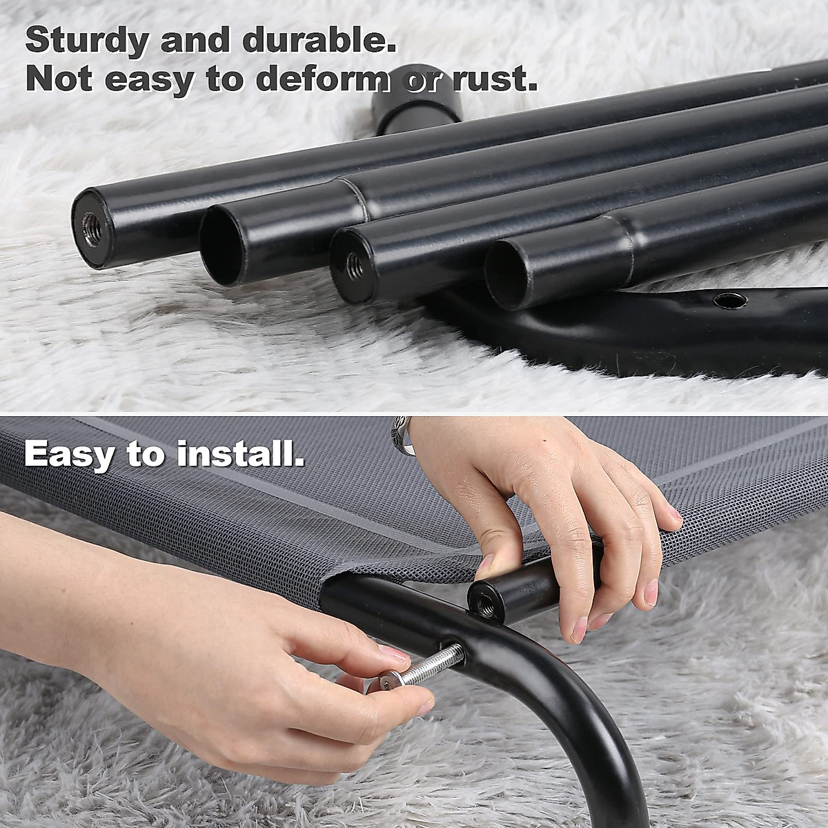 DogBaby Elevated Dog Bed, Outdoor Dog Bed Raised Dog Bed Dog Cot with Washable Breathable Mesh Dog Cots Beds for Large Dogs Chew Proof Cooling Dog Bed for Indoor Outdoor Use Grey