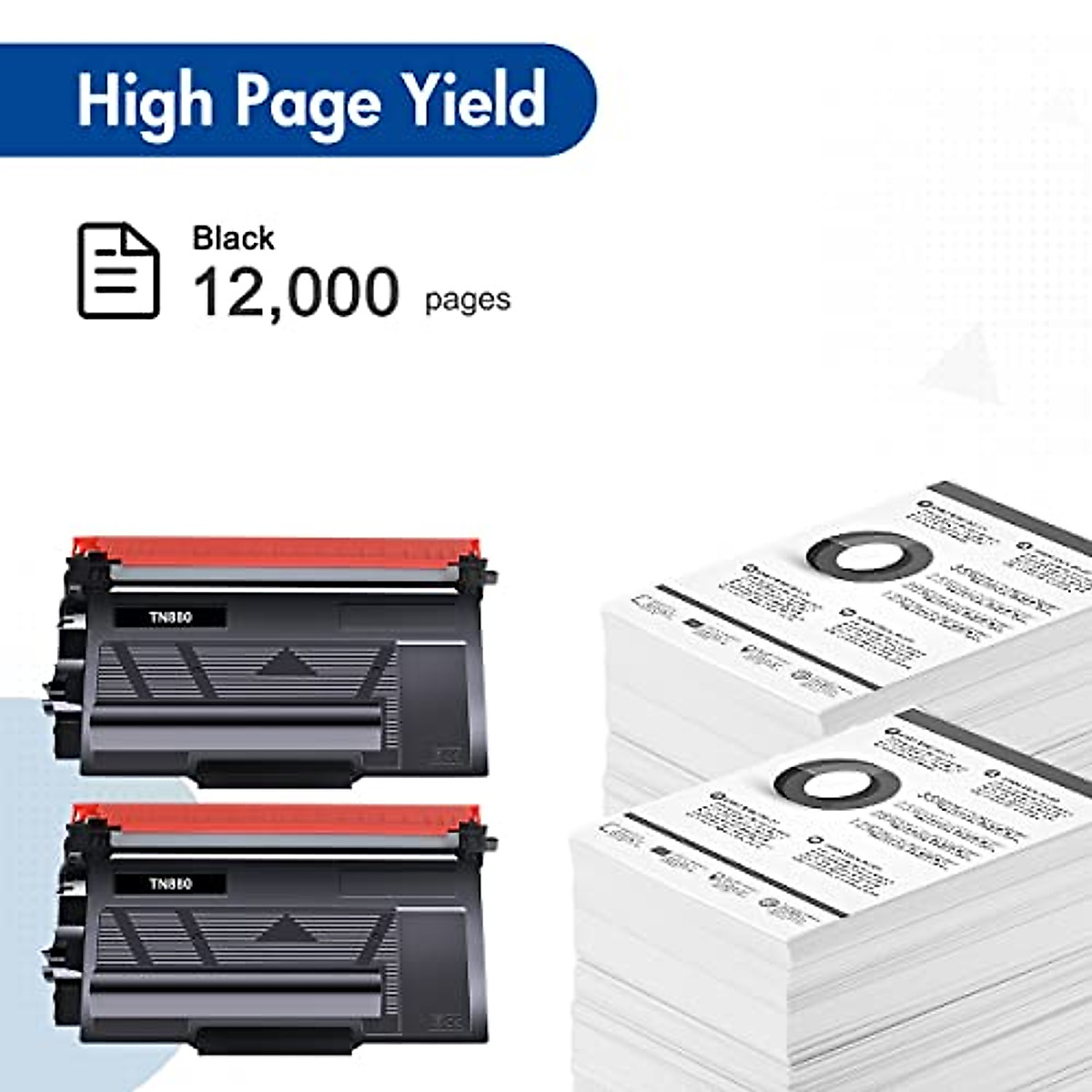 TN880 Super High Yield Toner Cartridge 2 Pack Black Replacement for Brother TN880 TN-880 TN 880 Toner Cartridge for Brother HL-L6200DW L6200DWT L6400DW L6400DWT MFC-L6700DW L6800DW L6900DW Printer