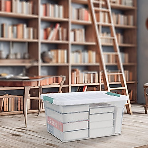 Gainhope 6 Pack 35 L Clear Plastic Storage Bin, Latch Storage Box with Lid