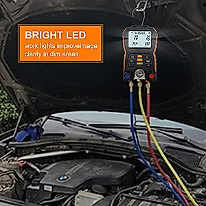 Digital Manifold Gauge Set, Vacuum Pressure Temperature Leakage Tester for Air Conditioning Systems and Heat Pumps, HT-750