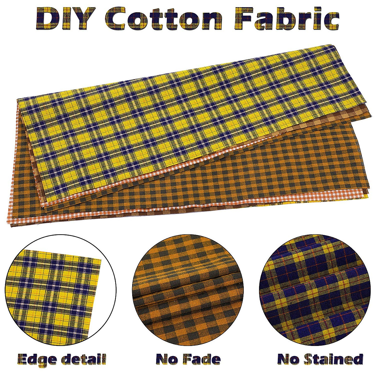 10 Pcs Fall Fabric 18 x 22 Inch Plaid Homespun Fabric Squares Precut Autumn Thanksgiving Fabric Bundle for Scrapbooking Cloth Sewing Handmade Bag DIY Craft, 10 Styles