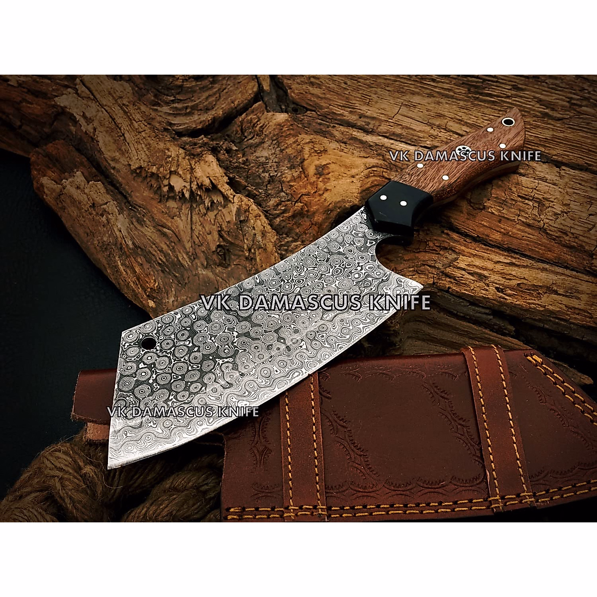 Damascus Cleaver Knife, Meat Cleaver, Butcher Knife for Meat Cutting 12" Handmade Full Tang Cleaver for Meat Vegetables Cutting 0199