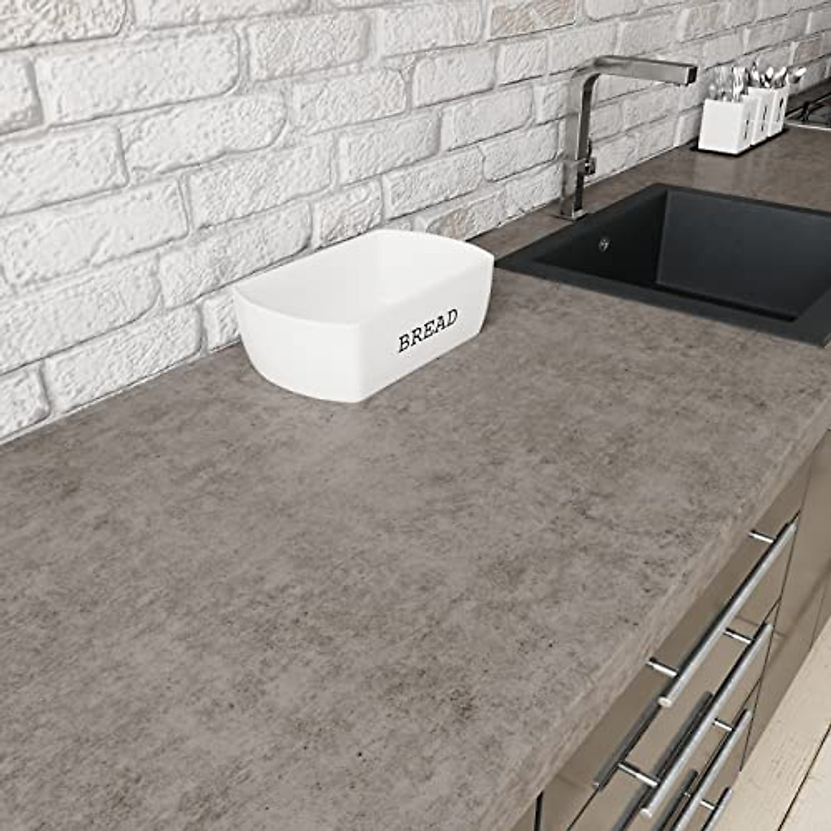 WESTICK Concrete Wallpaper for Walls Concrete Contact Paper for Countertops Waterproof Gray Wallpaper Peel and Stick Modern Industrial Wallpaper Cement Look Kitchen Cabinet Contact Paper 15.75" x 78"