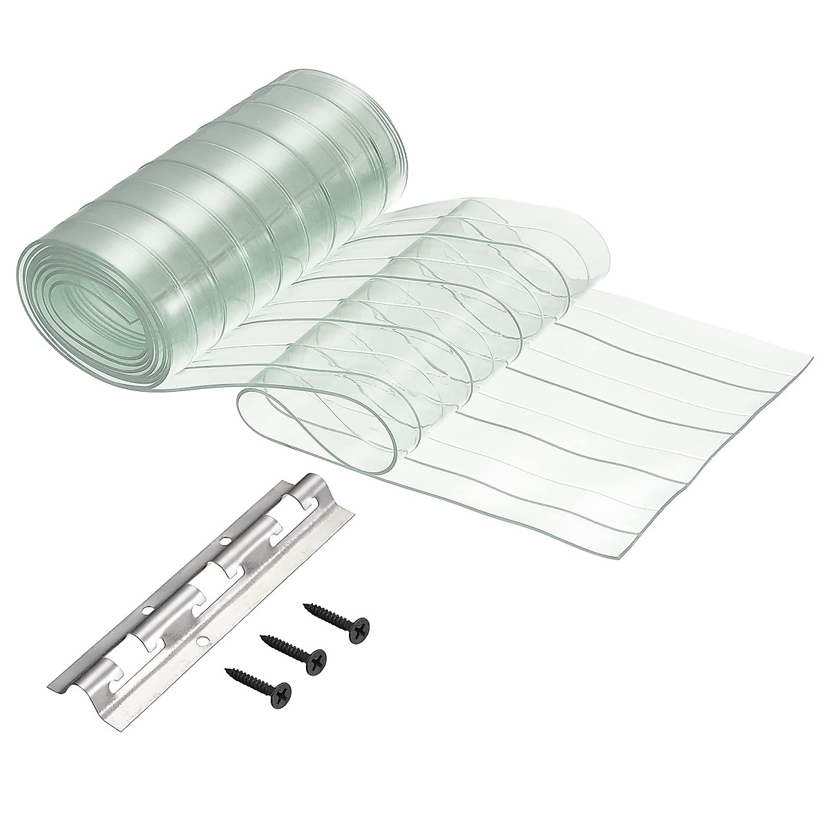 PATIKIL 6.8' x 7.5" Plastic Vinyl Strip Curtain, Clear PVC Freezer Curtain with Mounting Bracket for Walk-in Freezer Coolers Door Warehouse, Transparent