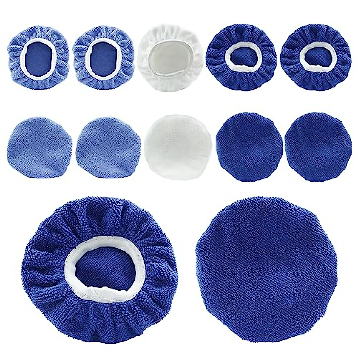 Moicstiy 40 Pcs Polishing Bonnet Pads Buffer Pads Cover (5-6 Inch) Car Polisher Bonnet Microfiber Bonnet Waxing Bonnet Including 24 Microfiber 8 Plush 8 Non Woven for Car Polisher