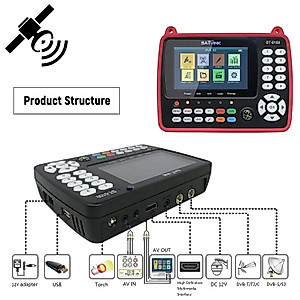 Satellite finder Signal Finder, VISLONE HD Satellite TV Signal Finder ST-5150 DVB-S2/T2/C COMBO Digital Handheld Signal Meter Satellite Finder H.265 HEVC MPEG-4 4.3 Inch TFT LCD US Plug