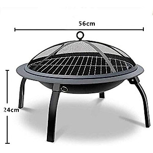 Garden Fire Pit Portable Grill Barbecue Rack Outdoor Fire Pit 42 Inch Large Bonfire Wood Burning Patio & Backyard Firepit for with Round Spark Screen with Cover BBQ Cooking for Camping Backyard