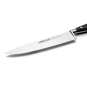 ARCOS Chef Knife 8 Inch Stainless Steel. Professional Cooking Knife for Cutting Fish, Meat and Onion. Ergonomic Polyoxymethylene Handle and 200mm Blade. Series Riviera. Color Black