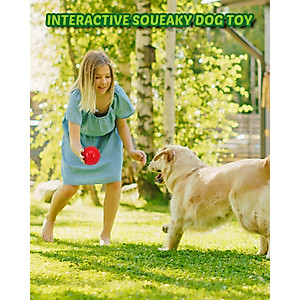 Pweituoet 3.5” Spike Dog Balls with Squeaky, Thicker and Durable, 2 Pack Dog Chew Toys Clean Teeth Training for Puppy Small Medium Large Dogs, Dog Ball Toys for Aggressive Chewers