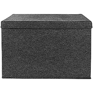 Sammy & Lou Charcoal Felt Toy Box; Collapsible; Two Handles; Hinged Lid; 22 in x 14.5 in x 15 in