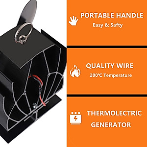 YENPOZIKA Wood Stove Fan for Wood/Log Burner/Fireplace Silent Operation 4 Blades