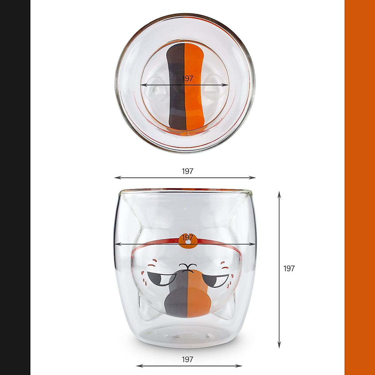 Cute Cat Creations, Lucky Cat TeaCup, Crazy Cat Lady Lovers Double Wall Borosilicate Glass 220ml Neko Tea Cup, Kawaii Kitty Kat Ears Teacup/Teapot, Adorable Lucky Cat Mom Novelty Gift.