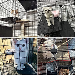 PINVNBY Metal Mesh Small Animal Cage 3-Tier Rabbit Wire Pen Fence with Ramps Pet House with Doors Cats Playpen for Kitty Puppy Bunny for Indoor Use (Black)