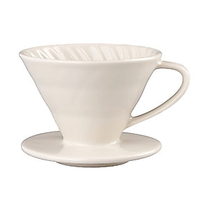 YOLIFE Pour Over Coffee Dripper, Pour Over Cone Coffee Maker, Ceramic, 2 Cup, Off White