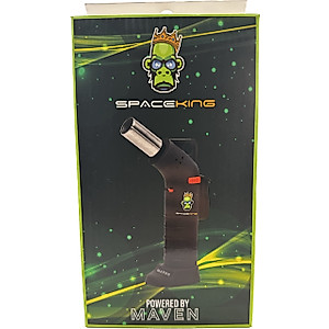 Space King powerful single jet angled flame torch lighter - Smooth Finish - Premium Quality - Adjustable Flame & Lock Function - Perfect for Kitchen, BBQ, Outdoors, Travel, Garage, and more (Black)