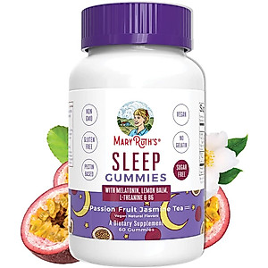 MaryRuth's Melatonin 5mg Sleep Gummy with L-Theanine | Lemon Balm | Vitamin B6 | Sugar-Free | Relaxation | Vegan | Non-GMO | Gluten Free | 60 Count