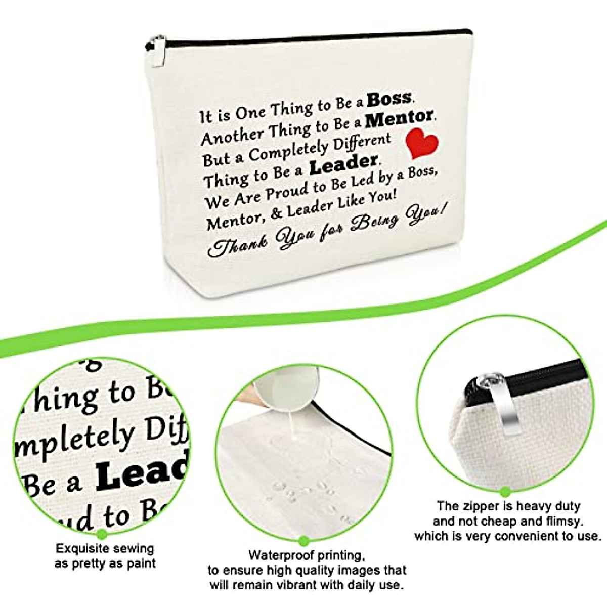 Mentor Appreciation Gift Boss Thank You Gifts Makeup Pouch Bag Leader Boss Day Gift Retirement Birthday Gift for Boss Lady Manager Office Farewell Gifts Leaving Away Gift New Job Gift Christmas Gift