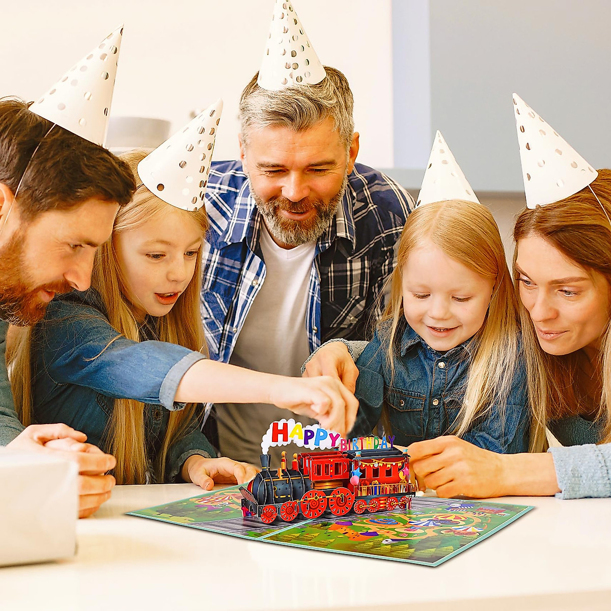 GREETING ART Happy Birthday Train Pop Up Card,3D Greeting Card for Birthday, Pop Up Birthday Card for Kids Boys Men Grandson Friends Daughter Son (Train Birthday Card)