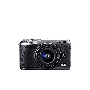 Canon EOS M6 Mark II Mirrorless Digital Compact Camera + EF-M 15-45mm F/3.5-6.3 is STM + EVF Kit, Silver